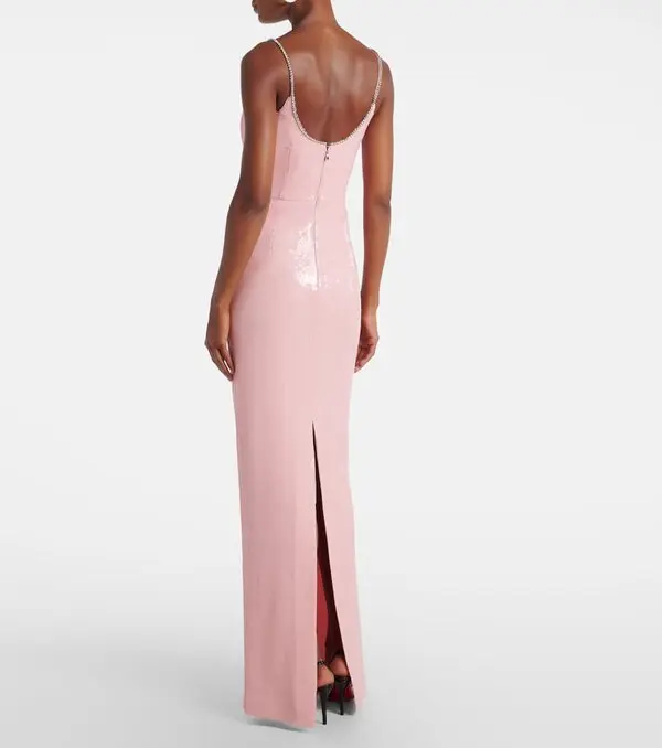 Rebecca Vallance Lena Bow-detailed Sequined Gown - Pink