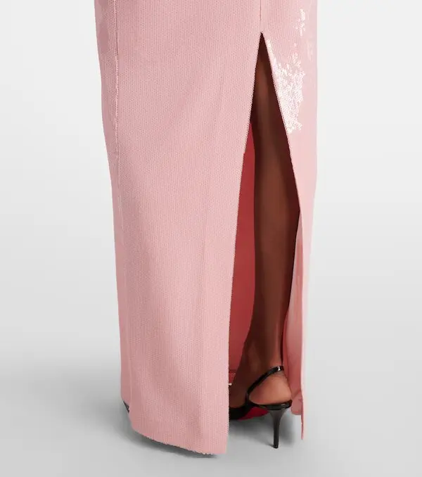 Rebecca Vallance Lena Bow-detailed Sequined Gown - Pink