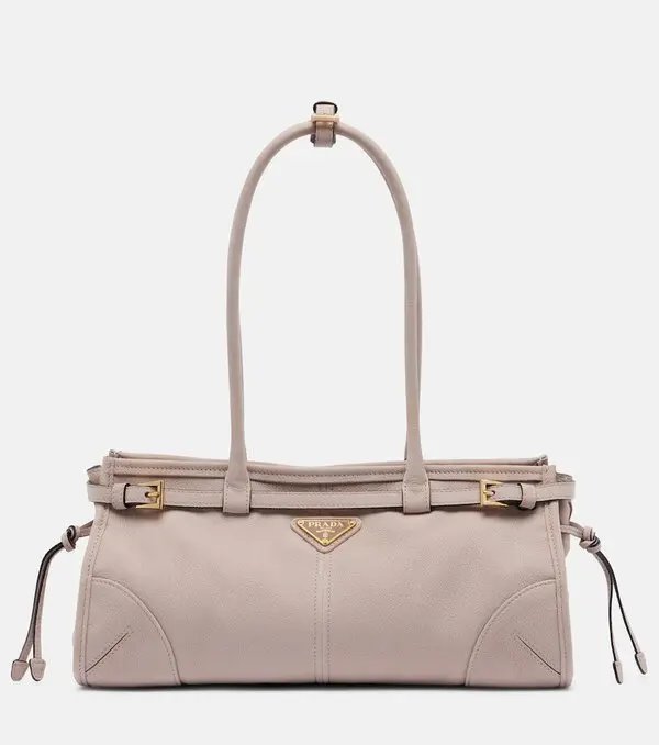 Prada Bonnie Medium Leather Shoulder Bag - Beige