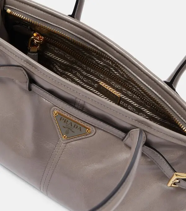 Prada Bonnie Medium Leather Shoulder Bag - Grey
