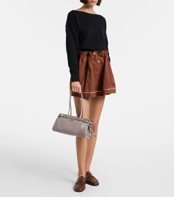 Prada Bonnie Medium Leather Shoulder Bag - Grey