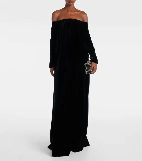Max Mara Open-back Cotton Velvet Gown