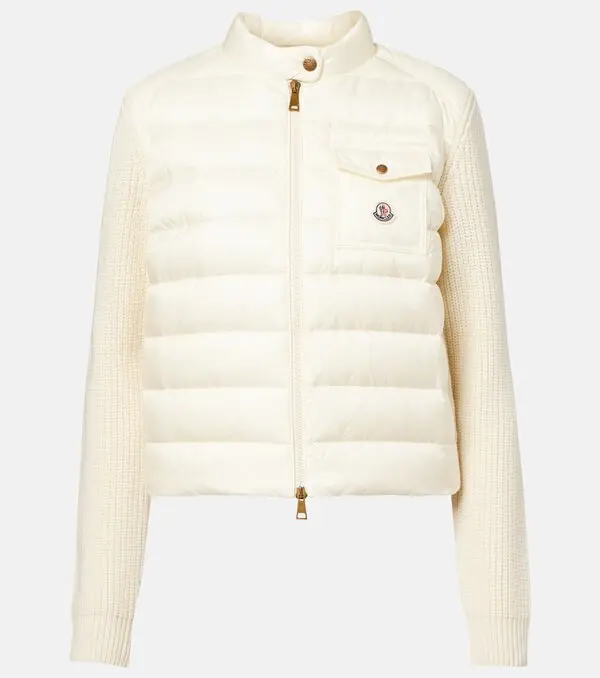Moncler Down-paneled Wool And Cashmere Cardigan - White