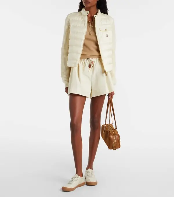 Moncler Down-paneled Wool And Cashmere Cardigan - White