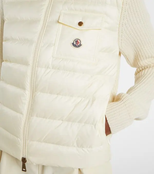 Moncler Down-paneled Wool And Cashmere Cardigan - White