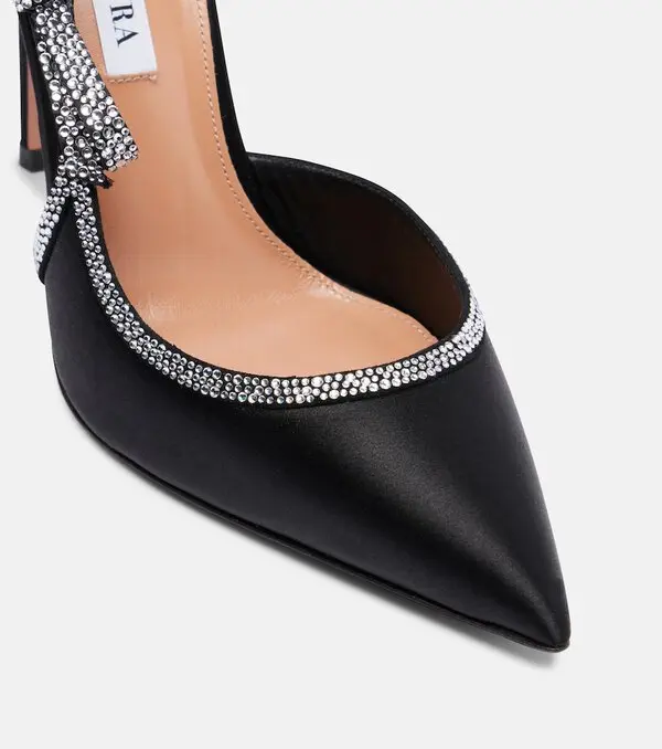 AQUAZZURA Soave Crystal 105 Embellished Satin Pumps