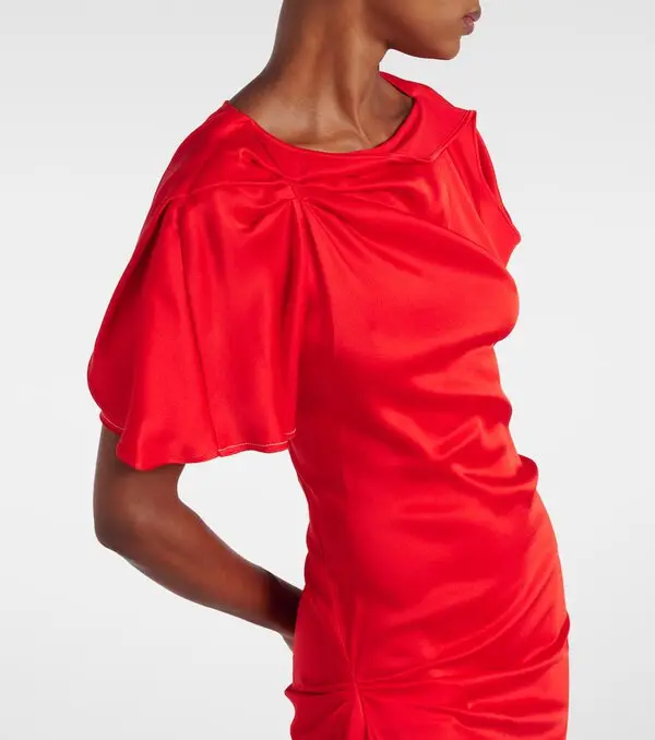 Victoria Beckham Draped Gathered Midi Dress - Red