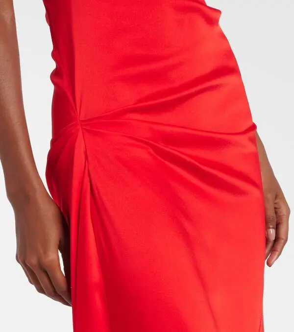 Victoria Beckham Draped Gathered Midi Dress - Red