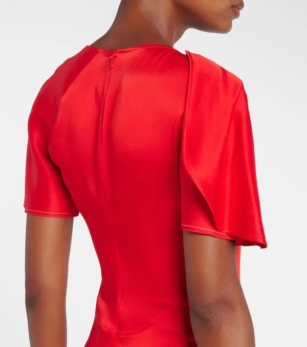 Victoria Beckham Draped Gathered Midi Dress - Red