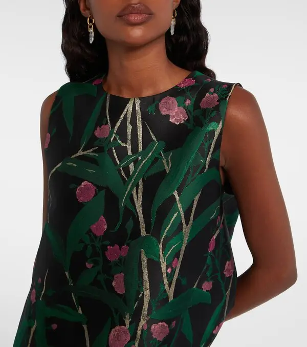 La DoubleJ La Scala Feather-trimmed Jacquard Top - Multicoloured