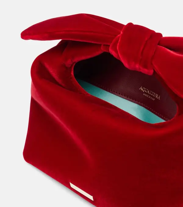 AQUAZZURA Bow Tie Small Velvet Tote Bag