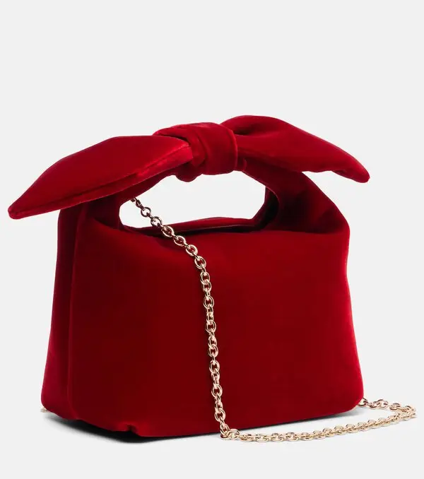 AQUAZZURA Bow Tie Small Velvet Tote Bag