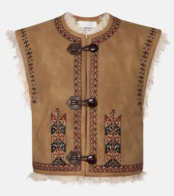 MARANT ETOILE Clemencia Embroidered Vest - Beige