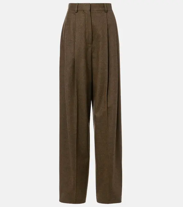Loro Piana Kurt Wool And Cashmere Wide-leg Pants - Brown