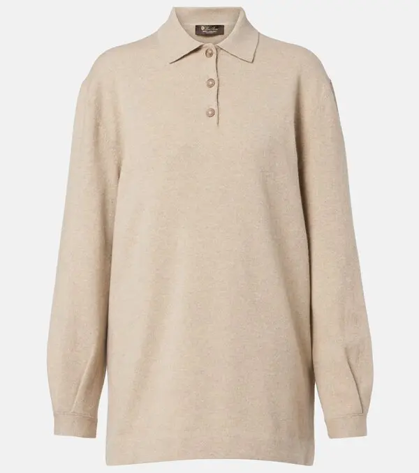 Loro Piana Classic Cashmere Polo Sweater - Beige