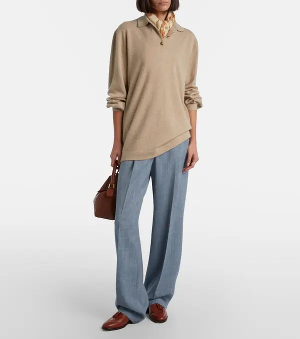 Loro Piana Cashmere Polo Sweater - Beige