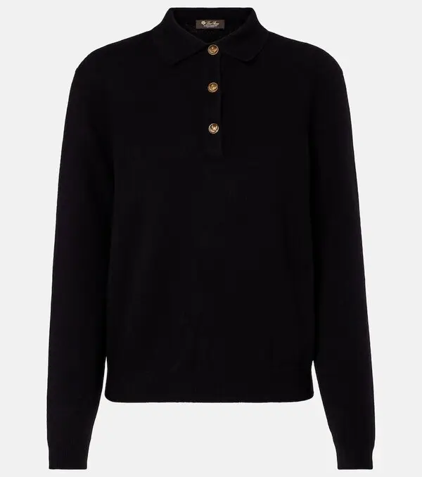 Loro Piana Classic Cashmere Polo Sweater - Black