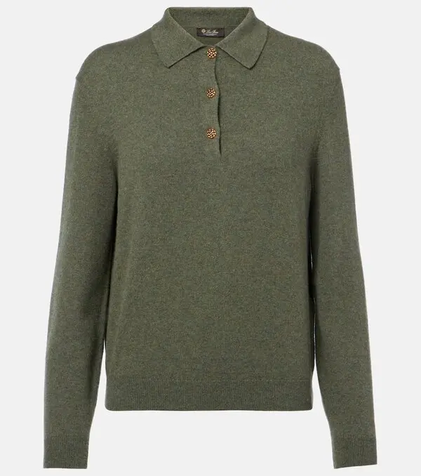 Loro Piana Classic Cashmere Polo Sweater - Green