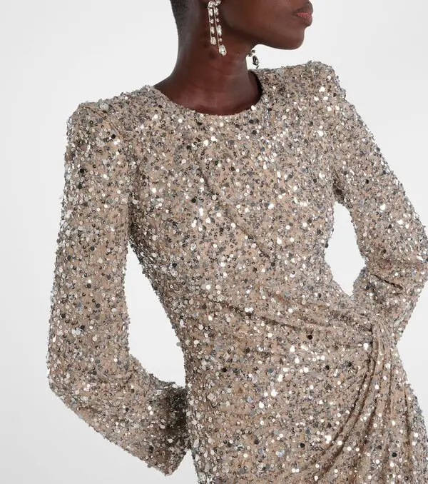 Jenny Packham Marie Sequined Gown - Beige