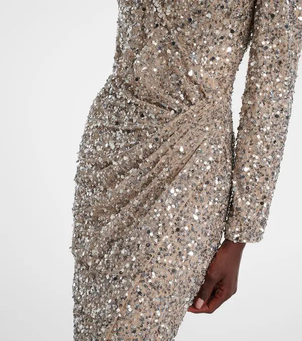 Jenny Packham Marie Sequined Gown - Beige