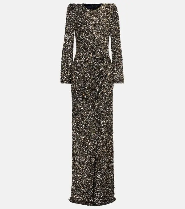 Jenny Packham Marie Sequined Gown - Black