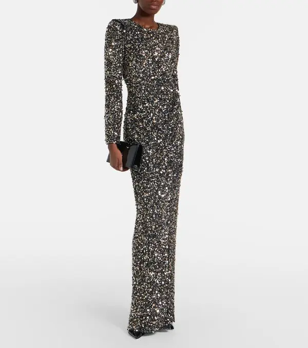 Jenny Packham Marie Sequined Gown - Black