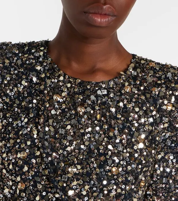 Jenny Packham Marie Sequined Gown - Black