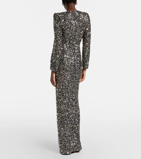 Jenny Packham Marie Sequined Gown - Black