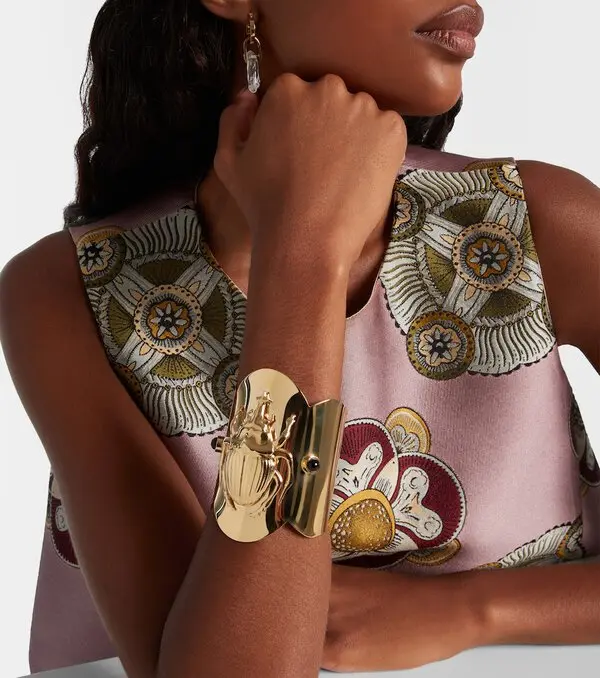 La DoubleJ Scarab-plated Cuff Bracelet