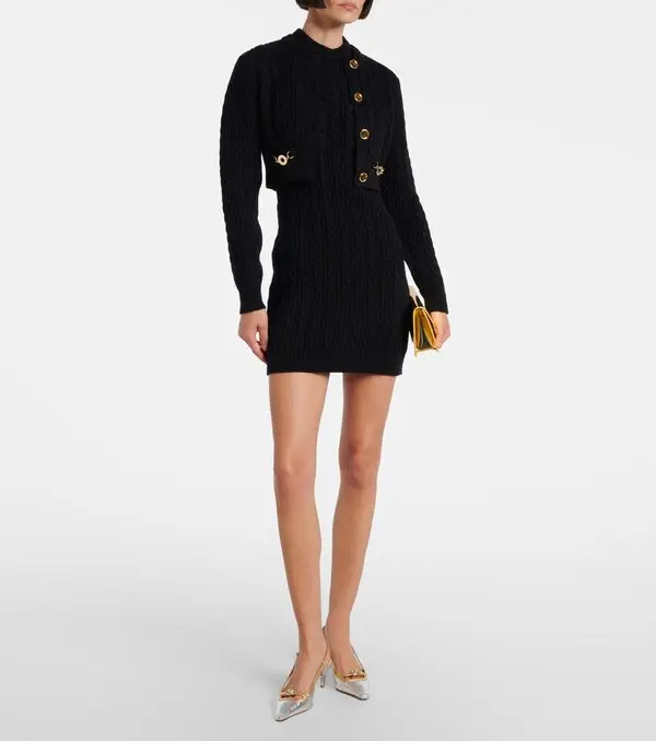 PATOU Cable-knit Wool And Cashmere Cardigan