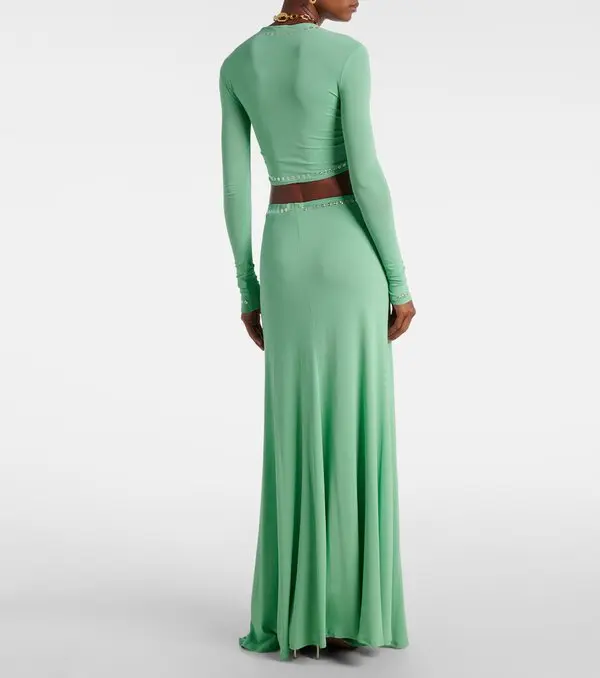 Rabanne Embellished Maxi Skirt - Green