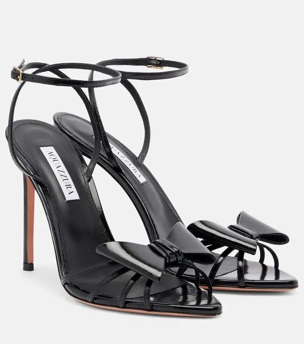 AQUAZZURA Tie 105 Leather Sandals - Black