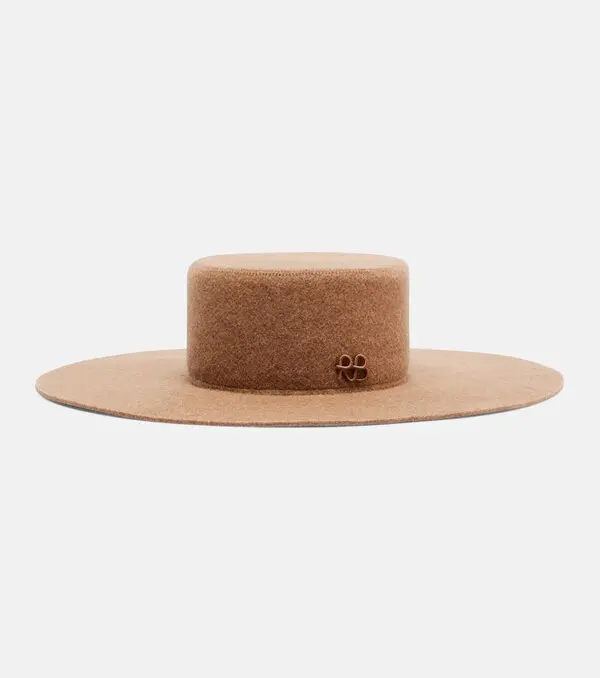Ruslan Baginskiy Monogram Wool-blend Felt Canotier Hat - Beige