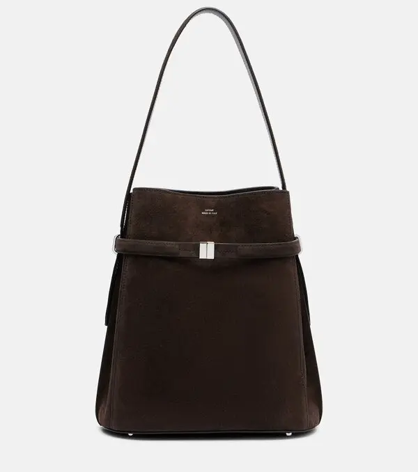 TOTEME Belted Suede Bucket Bag - Brown