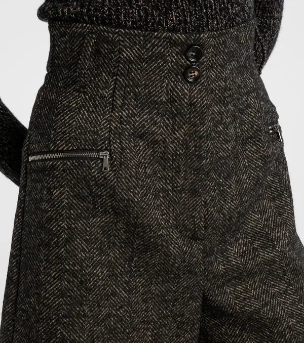 Max Mara Herringbone Wool-blend Shorts