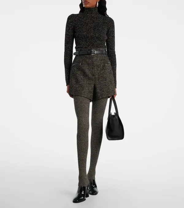 Max Mara Herringbone Wool-blend Shorts