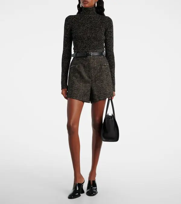 Max Mara Herringbone Wool-blend Shorts