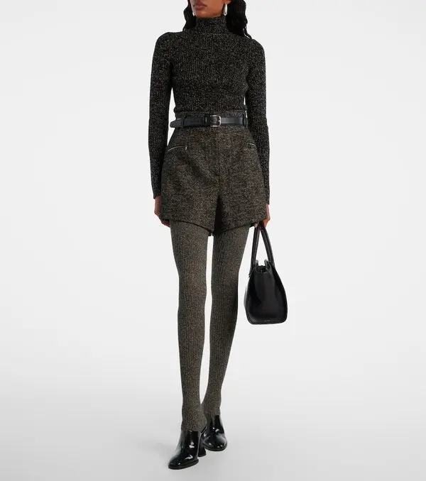 Max Mara Herringbone Wool-blend Shorts