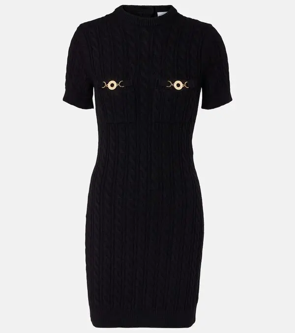 PATOU Cable-knit Wool And Cashmere Minidress