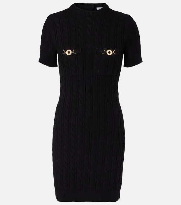 PATOU Cable-knit Wool And Cashmere Mini Dress - Black