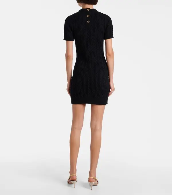 PATOU Cable-knit Wool And Cashmere Mini Dress - Black