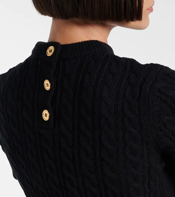 PATOU Cable-knit Wool And Cashmere Mini Dress - Black