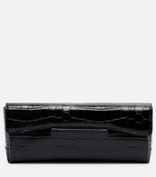TOTEME T-clutch Croc-effect Leather Clutch - Black