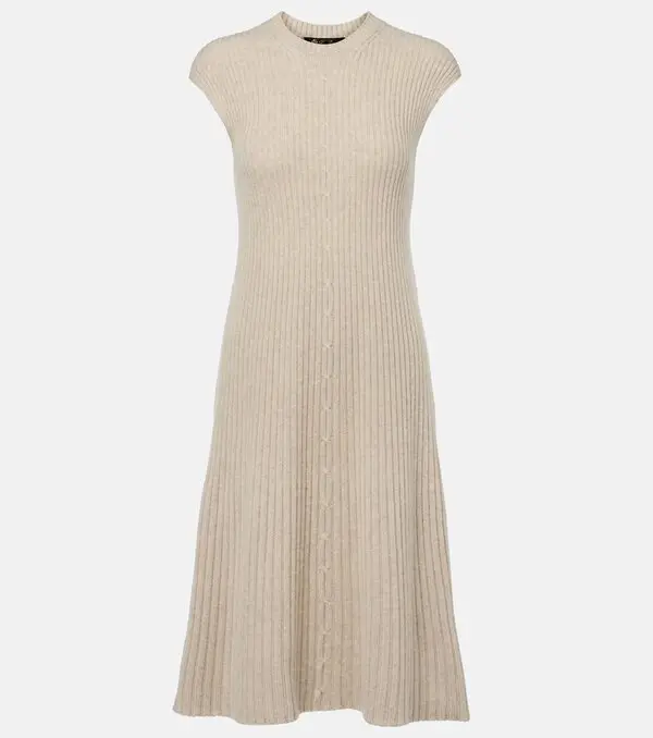 Loro Piana Ribbed-knit Cashmere Midi Dress - Beige