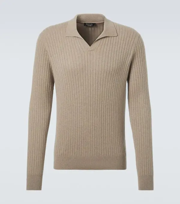 Loro Piana Ribbed-knit Cashmere Polo Sweater