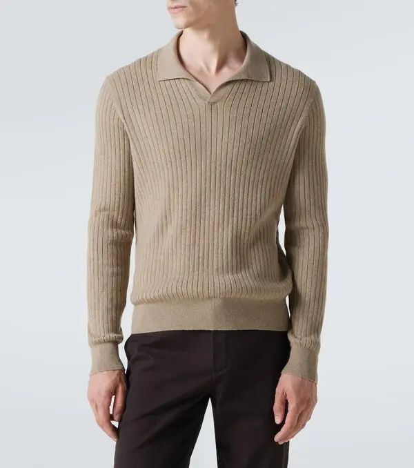 Loro Piana Ribbed-knit Cashmere Polo Sweater