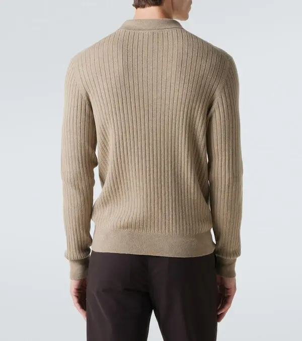 Loro Piana Ribbed-knit Cashmere Polo Sweater