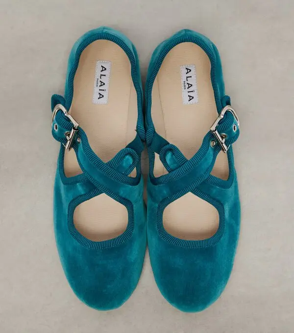 Alaïa Velvet Ballet Flats - Blue