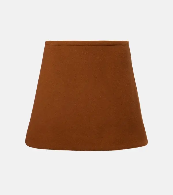 PATOU Wool-blend Miniskirt With Drawstring Waist - Brown