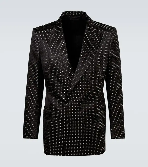 TOM FORD Polka-dot Silk Satin Suit Jacket - Black